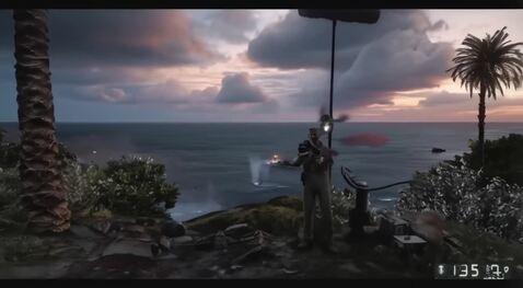 “1940s coastal military lookout station at sunse