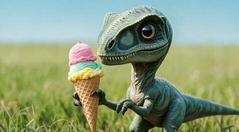 Realistic tiny Adorable velociraptor dinosaur ju
