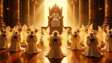 many one eye angels with small eyes all over wit