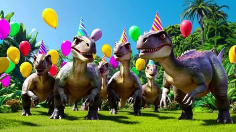 Super excited and happy dinosaurs realistic larg