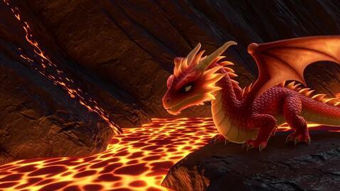 A tiny adorable fire breathing dragon bright sca