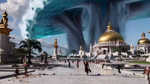 A hyper-realistic cinematic animation of a colos