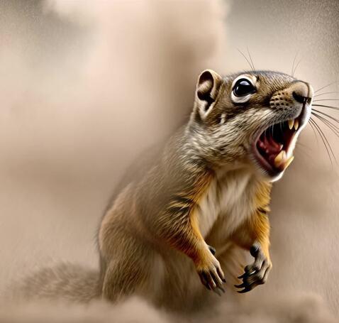 Screaming squirrel fully becomes dust and dust s