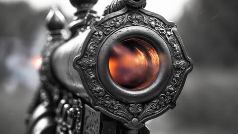 Kling 2.1 (pro) Extreme close-up shot of musket