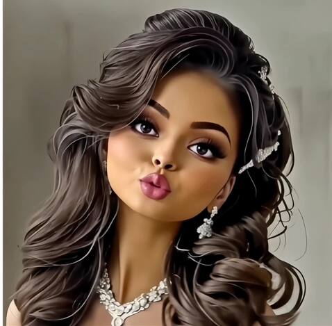 A woman poses from different angles with a flirt