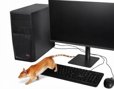 The computer mouse turns into a living mouse and