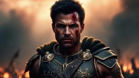 A cinematic, realistic portrayal of the god Ares