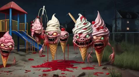 a group of very scary evil demonic ice cream hum